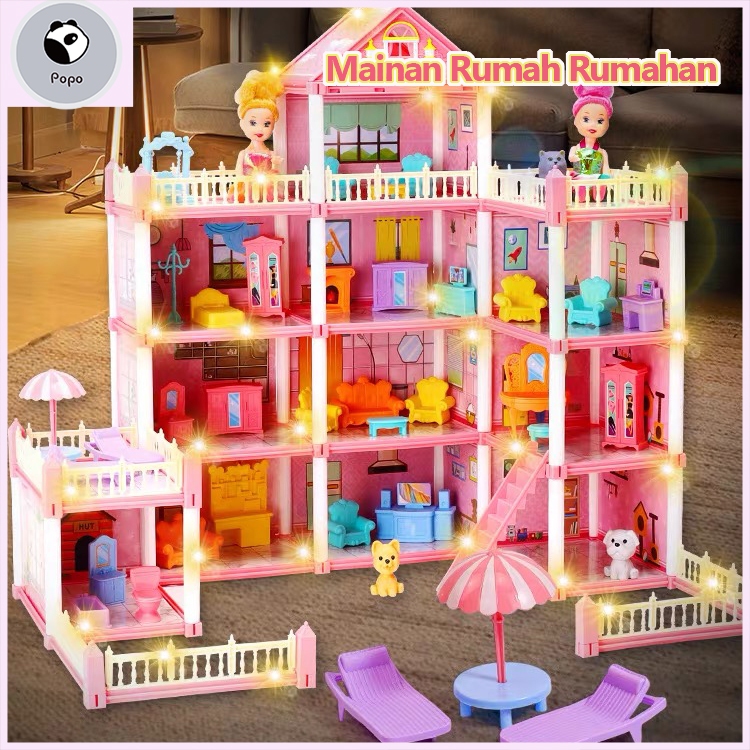 Jual Mainan Rumah Rumahan 3D Princess Big Villa DIY Rumah Boneka Castle ...