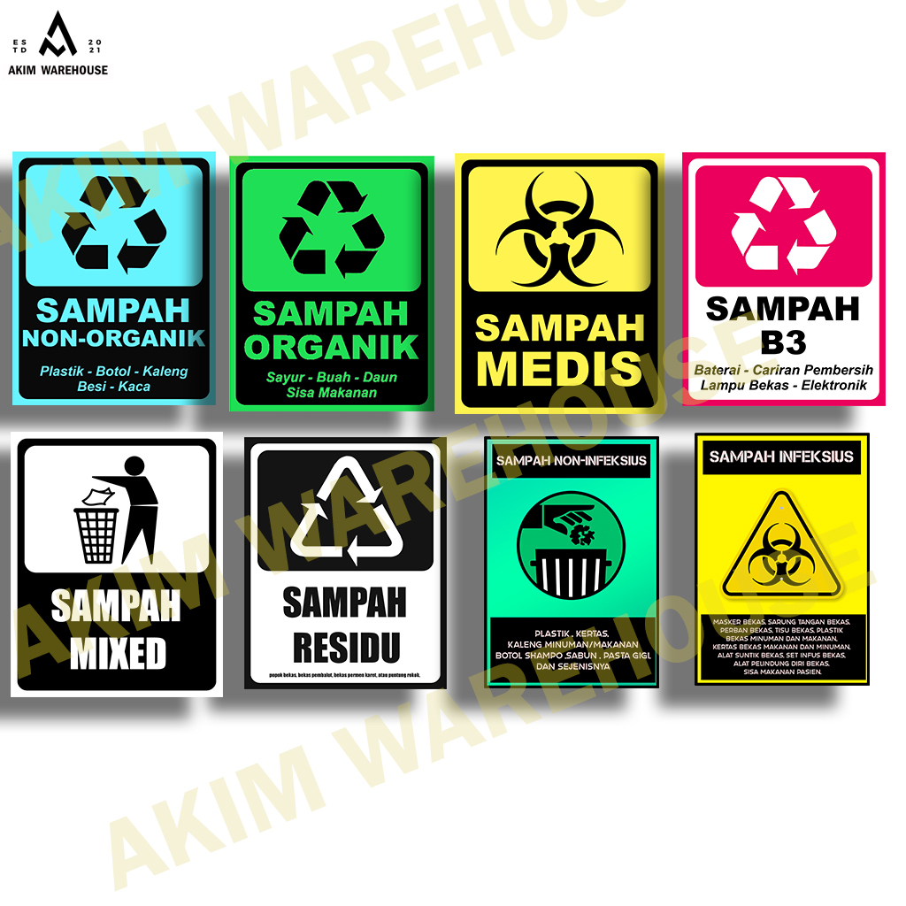 Jual Stiker Tempat Sampah Daur Ulang Organik - Non Oranik - Medis - B3 ...