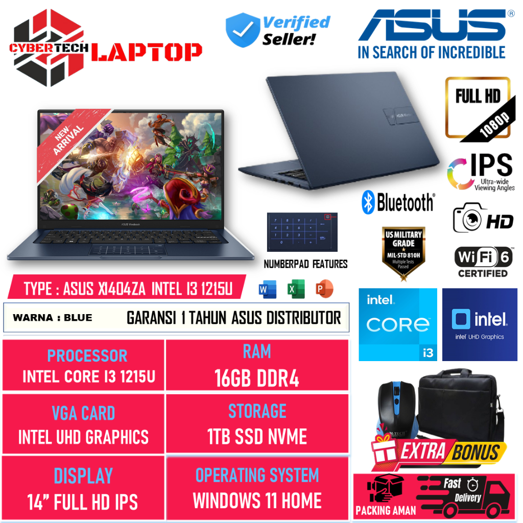 Jual Laptop Asus Vivobook 14 X1404ZA Intel Core I3 1215U 16GB 1TB SSD 14 Inch Full HD Windows 11 ...