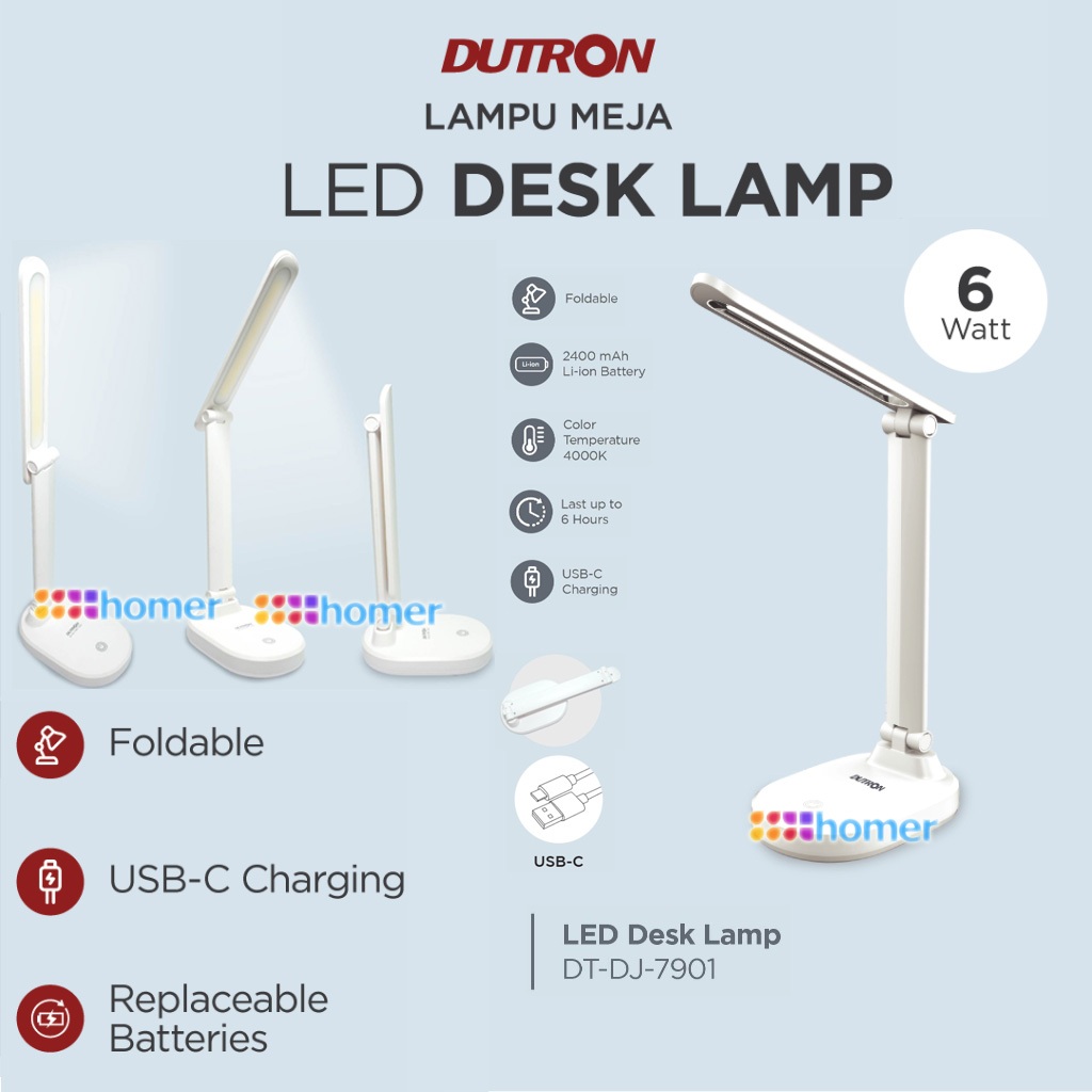 Jual DUTRON LED desk lamp Lampu Meja Belajar Tahan Sampai 6 jam lampu ...