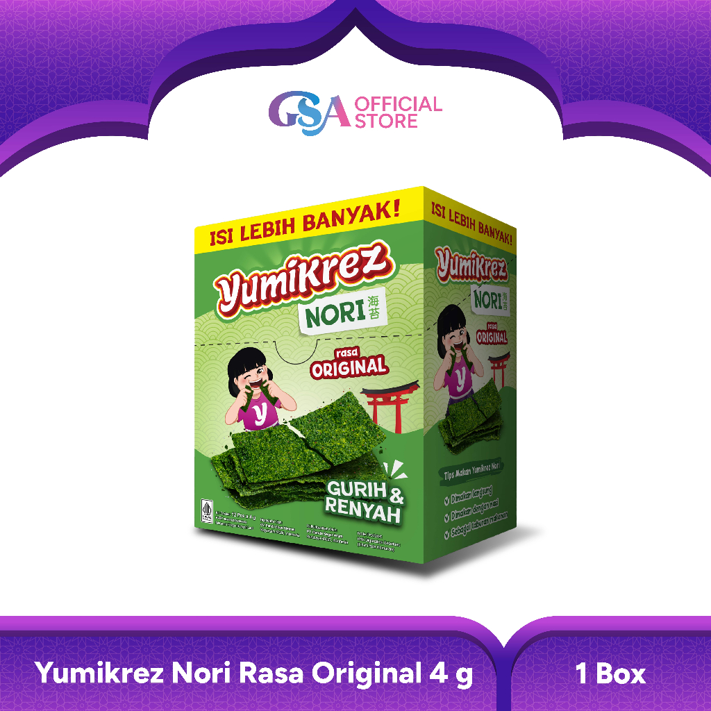 Jual Yumikrez Nori Rumput Laut Renyah Rasa Original 4gr x 12 pcs | Shopee Indonesia