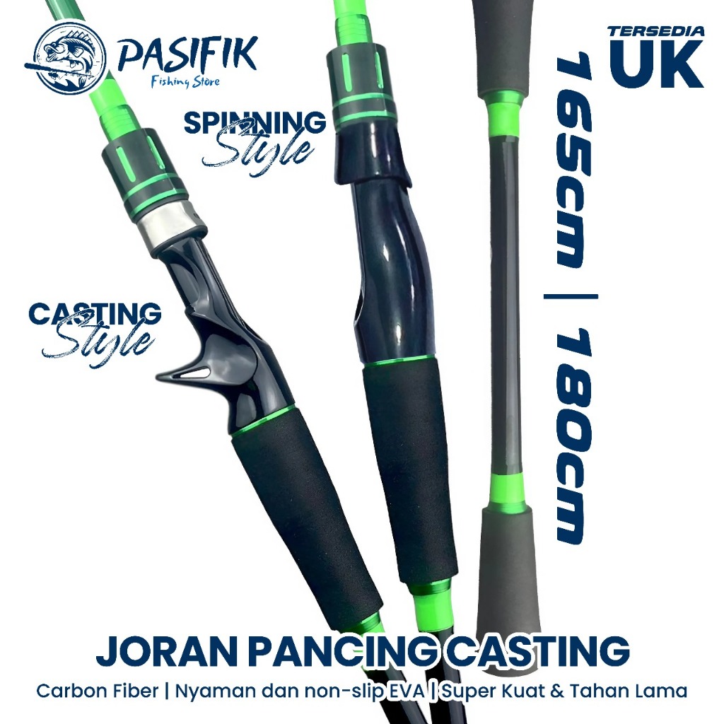 Jual Pusat Alat Pancing - Joran Pancing Spinning Fishing Rod 1.65m 1.80m Green Spinning ...