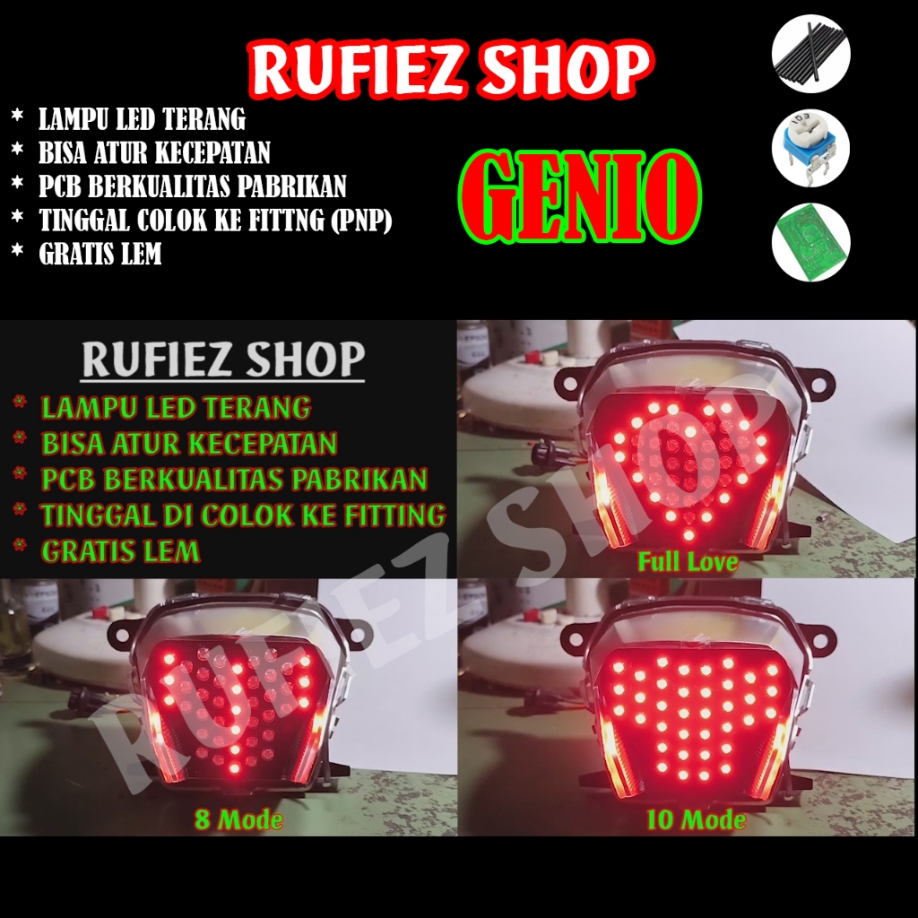 Jual Custom lampu stoplamp running genio 8 mode 10 mode otomatis manual ...
