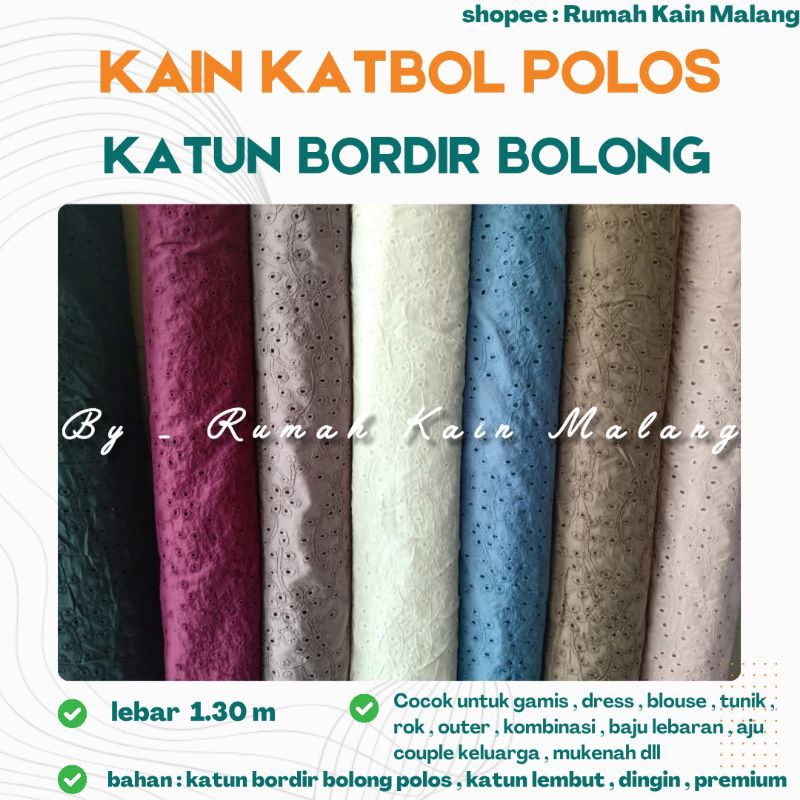 Jual KAIN KATBOL PLOS || KATUN BORDIR BOLONG PREMIUM ( HARGA PER 0.5 ...