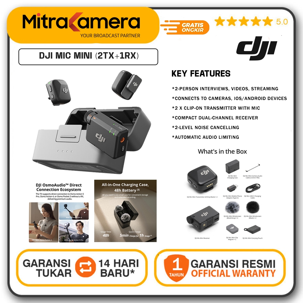 Jual DJI Mic Mini Wireless Microphone System for Camera & Smartphone ...
