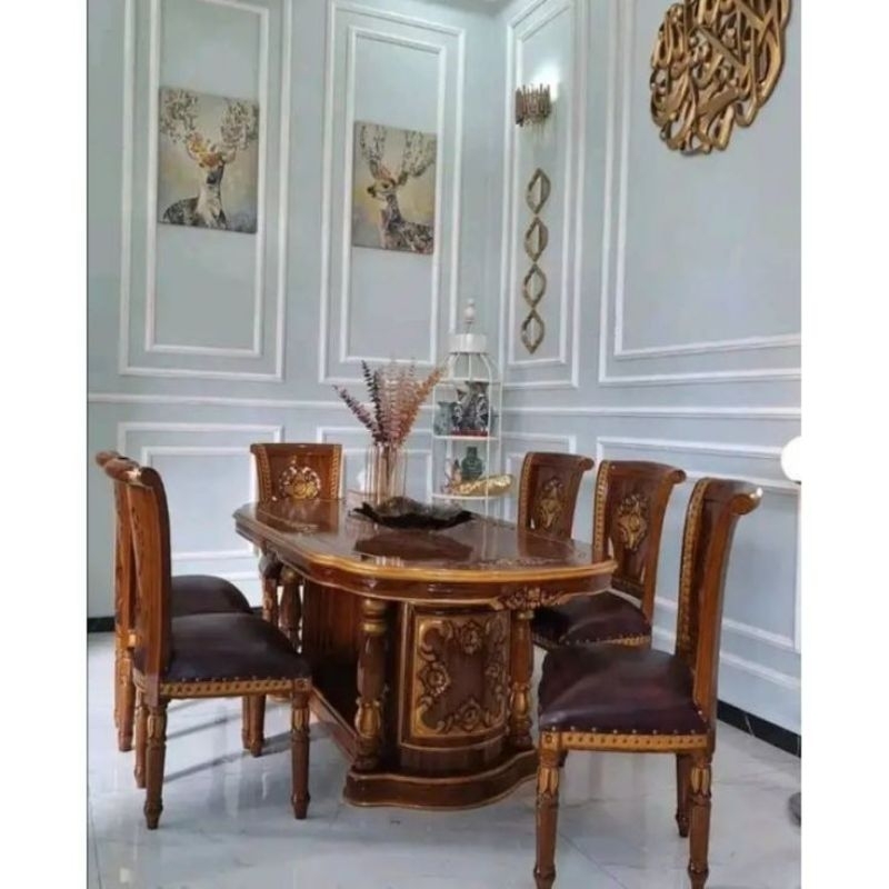 Jual meja makan salina jok dudukan + kaca meja k6 | Shopee Indonesia