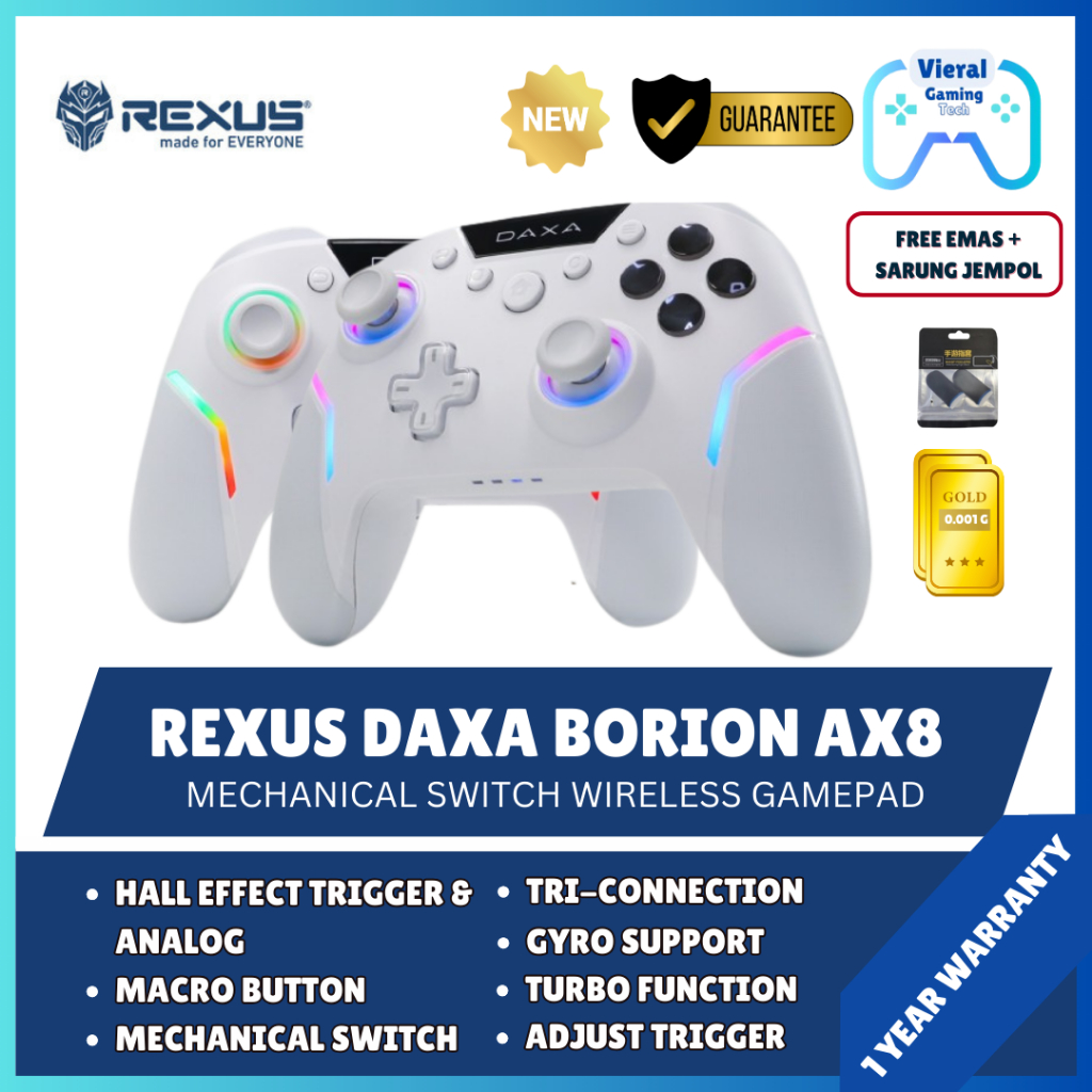 Jual Rexus Daxa Borion AX8 Wireless Gamepad Bluetooth Controller ...