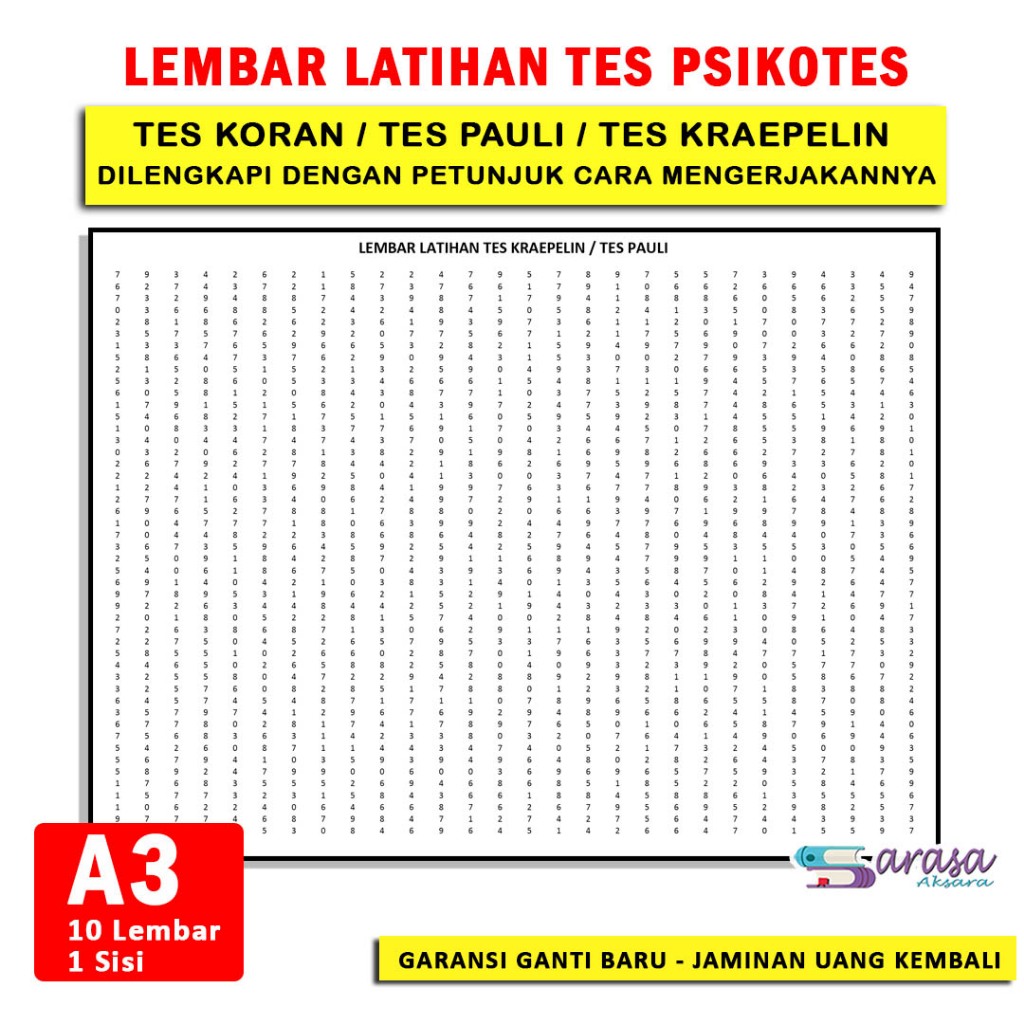 Jual Lembar Tes Psikotes Koran Tes Kreapelin Tes Pauli | Shopee Indonesia