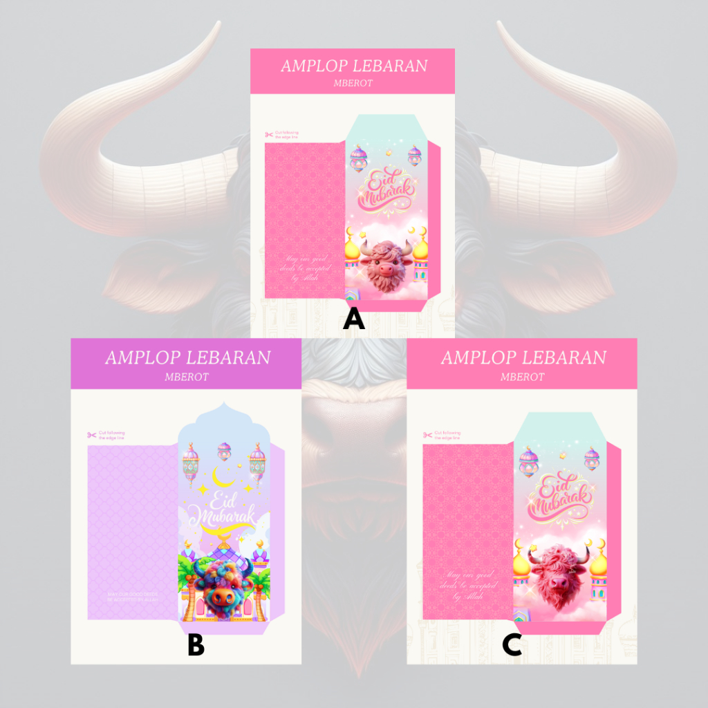 Jual Amplop Lebaran MBEROT 2025 desain cute pink | Shopee Indonesia