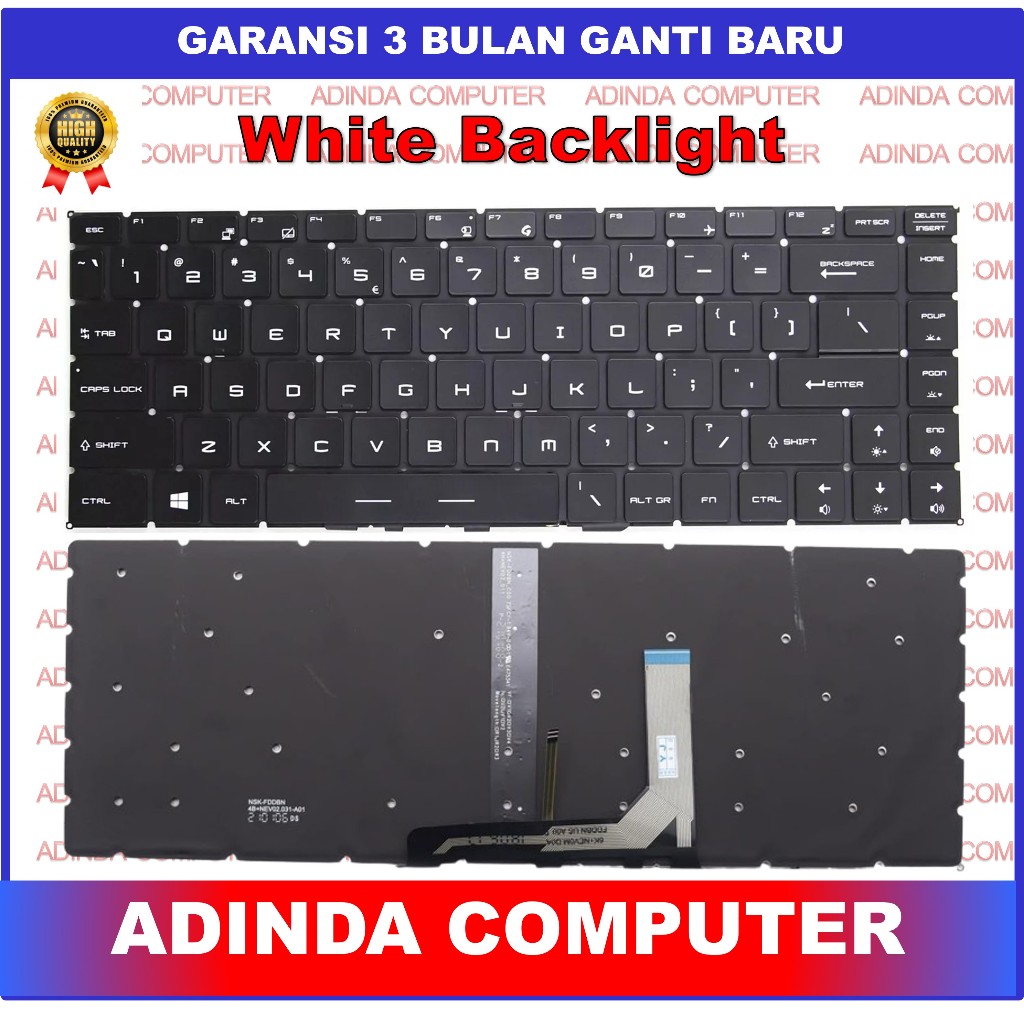 Jual Keyboard MSI Modern 14 A10M MS-14b3 MS-14C1 MS-1551 Black WHITE BACKLIGHT | Shopee Indonesia