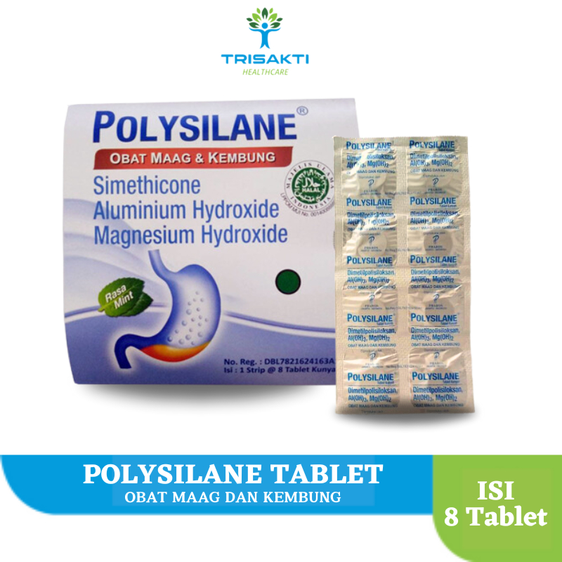 Jual Polysilane Tablet Kunyah 8 Tablet - Obat Sakit Maag, Kembung, Asam ...