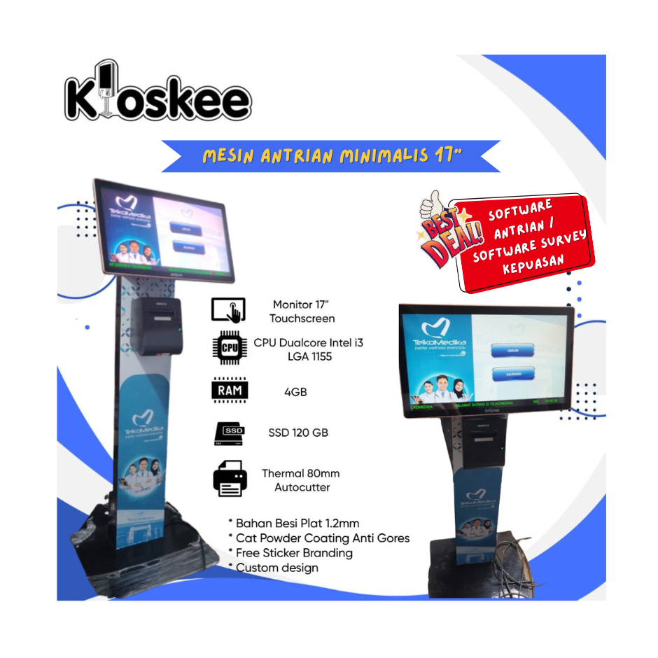 Jual Kioskee KM1 Kiosk minimalis touchscreen 17" mesin anjungan mandiri + MiniPC Free Software ...