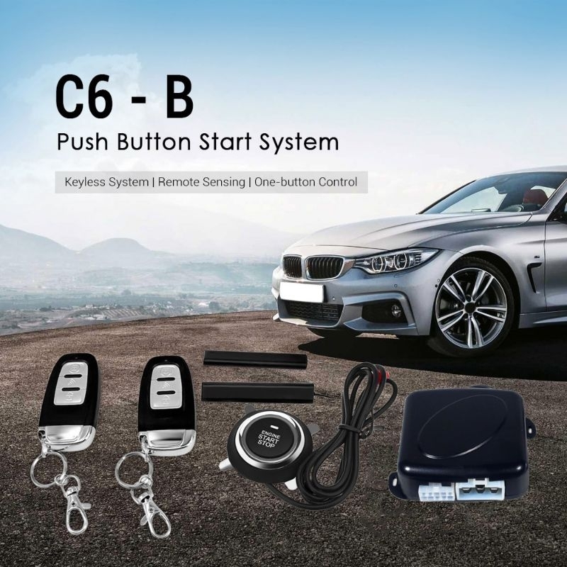 Jual keyless tombol push start system universal alarm remote mobil auto ...