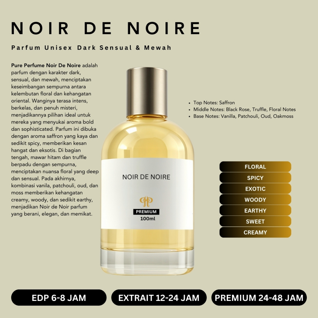 Jual Pure Perfume Noir De Noir, Parfum Unisex Dark Sensual & Mewah ...