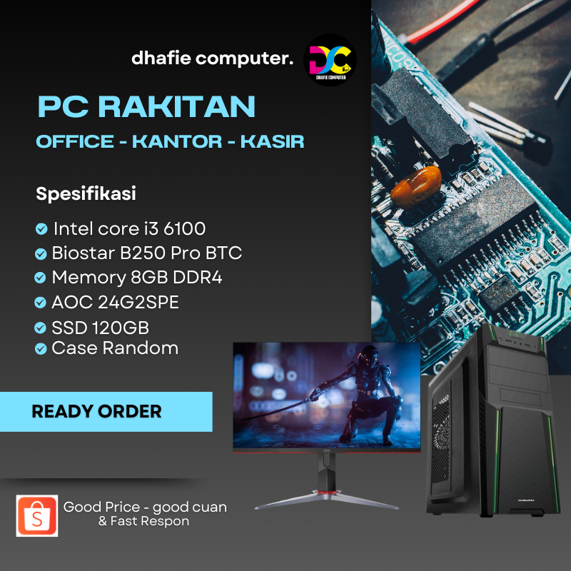 Jual PC Office Rakitan SECOND / Core I3 6100 / Ram 8GB DDR4 / Dhafie Computer Office | Shopee ...