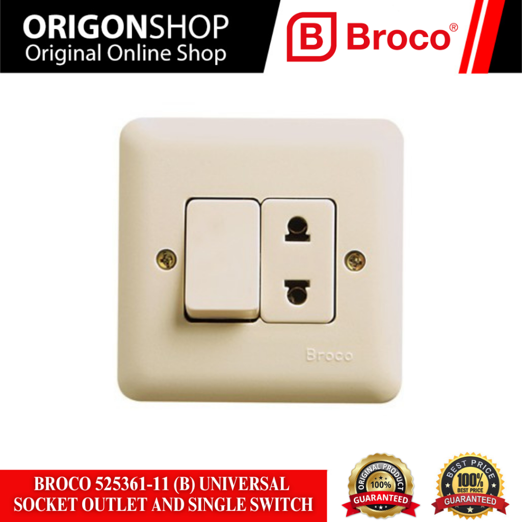 Jual BROCO 525361-11 Universal Socket Outlet and Single Switch | Shopee ...