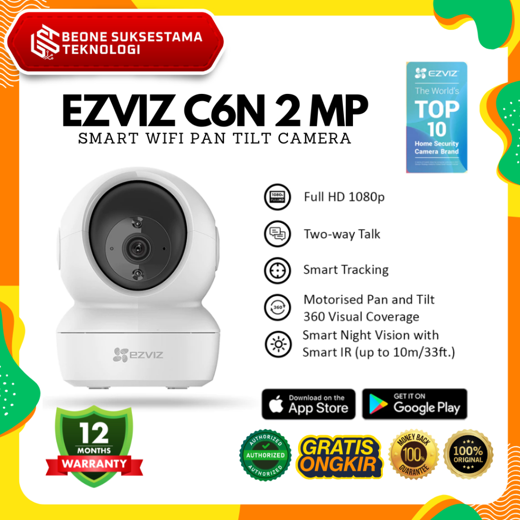 Jual Ezviz C6N 2MP Smart Wifi Pan Tilt IP Camera CCTV Indoor 1080p ...