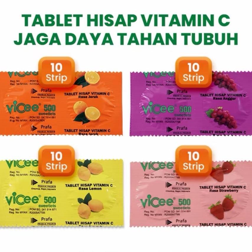 Jual VICEE Vitamin C Tablet Hisap 10 Strip 20 Tablet - Suplemen Kesehatan | Shopee Indonesia