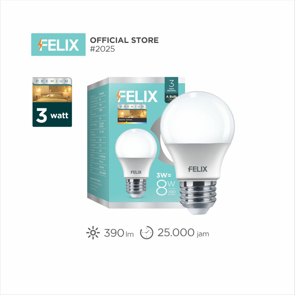 Jual FELIX PREMIUM LED 3W Kuning Super Terang Hemat 90% Bohlam Lampu ...