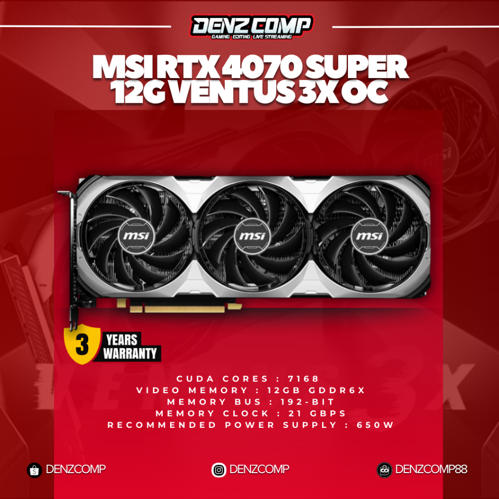 Jual MSI GeForce RTX 4070 SUPER 12GB VENTUS 3X OC | Shopee Indonesia