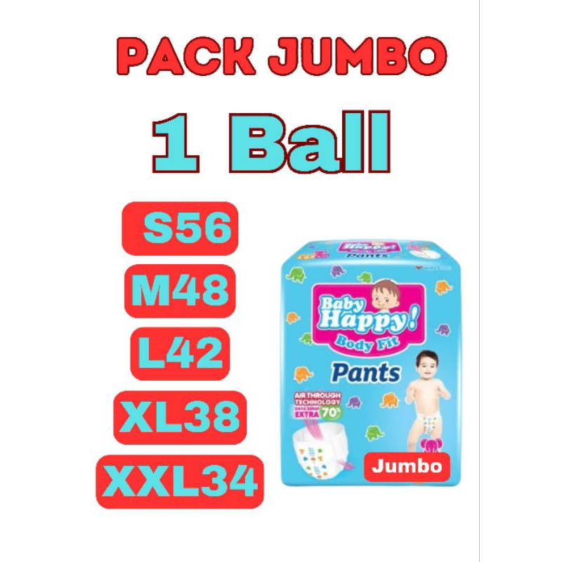 Jual BABY HAPPY JUMBO ISI LEBIH BANYAK S56•M48•L42•XL38•XXL34 (KHUSUS 1 ...
