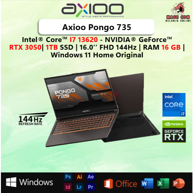 Jual Laptop Gaming Axioo Pongo 735 I7 13620H RTX3050 6GB/ 16GB 512GB ...