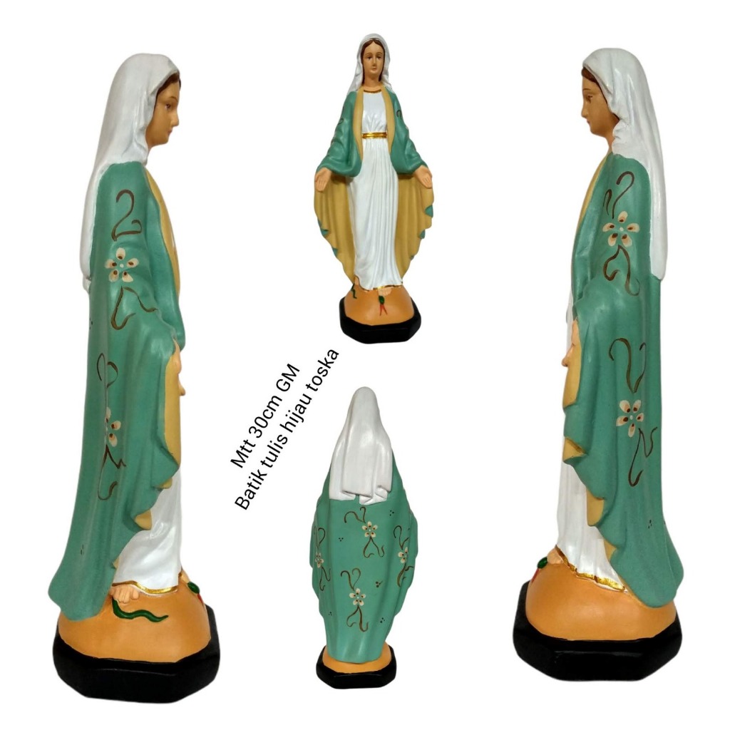 Jual Patung Maria tangan terbuka 30 cm GM Batik tulis hijau tosca ...