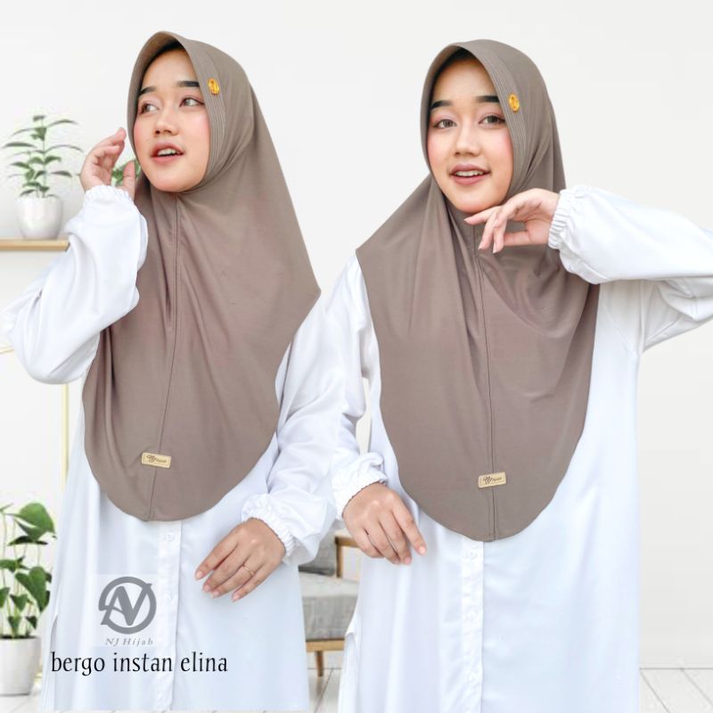 Jual Bergo instan elina polos bahan jersey premium kerudung instant jilbab aklirik hijab jersy ...