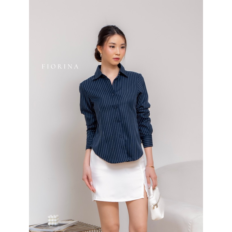 Jual FIORINA - Kemeja Lengan Panjang Wanita | Kemeja Stripe | Kemeja Garis-Garis | Atasan Formal ...