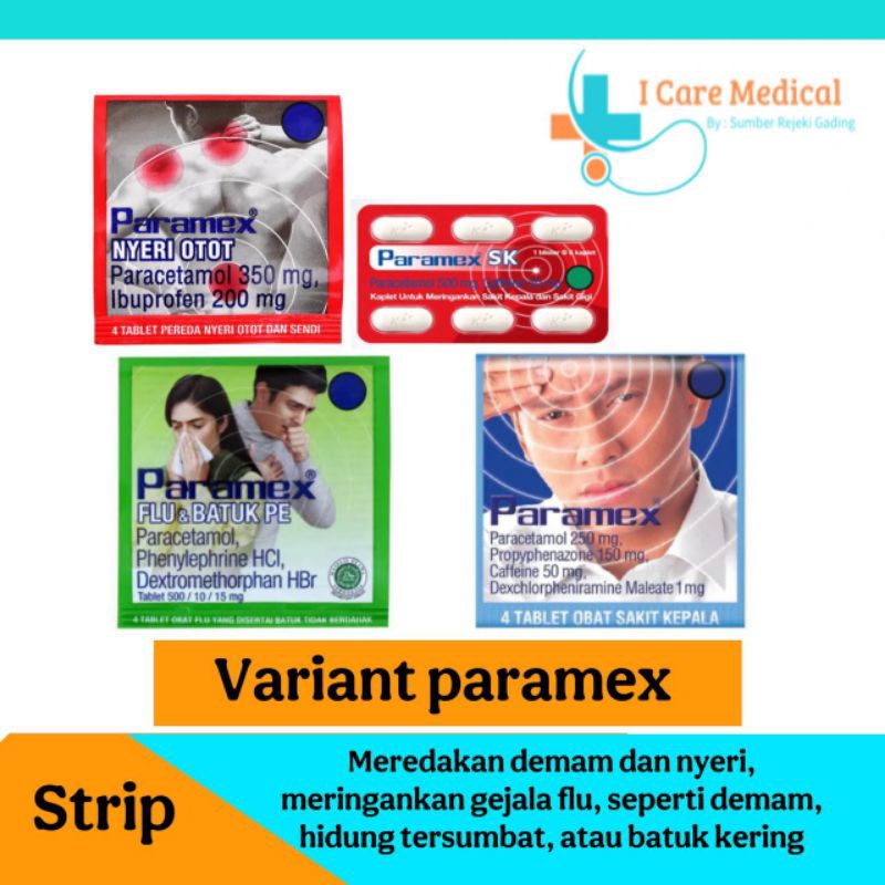 Jual Paramex All Variant Strip 4 tablet - Nyeri / batuk/ pilek / demam ...