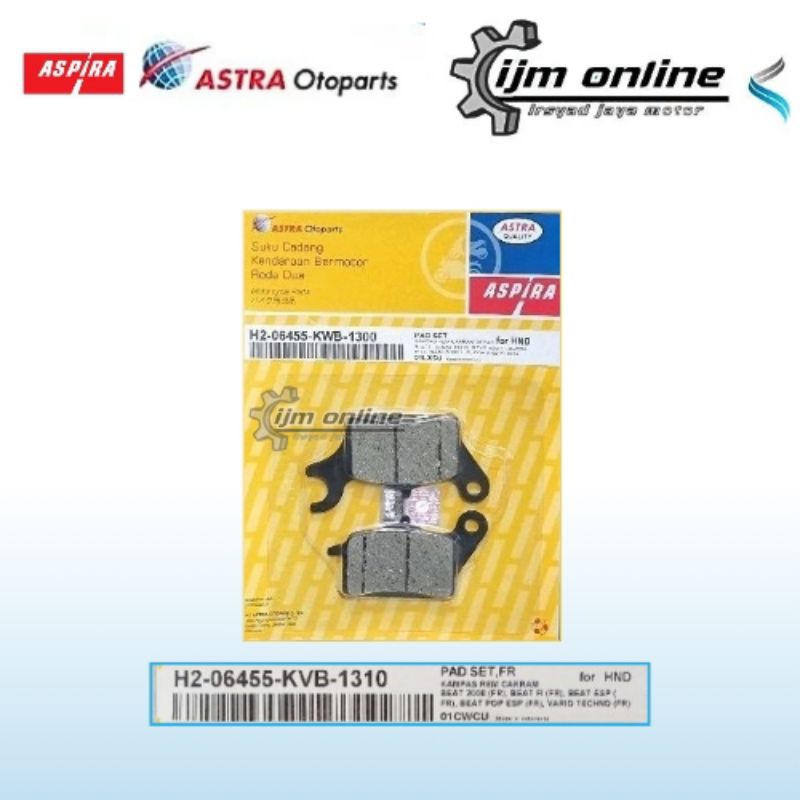 Jual Dispad KVB/Kampas rem cakram beat,scoopy,vario,spacy aspira produk ...