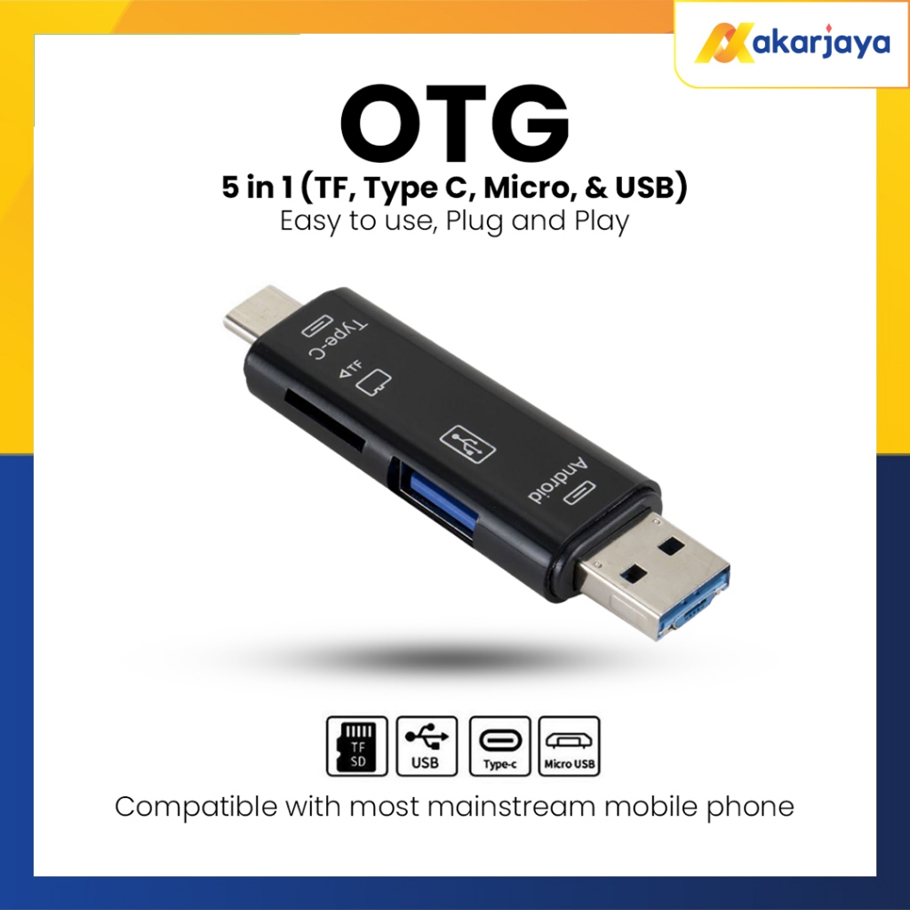 Jual OTG 5in1 USB 3.0 TF Memory Card Reader Type C Micro SD Adapter ...