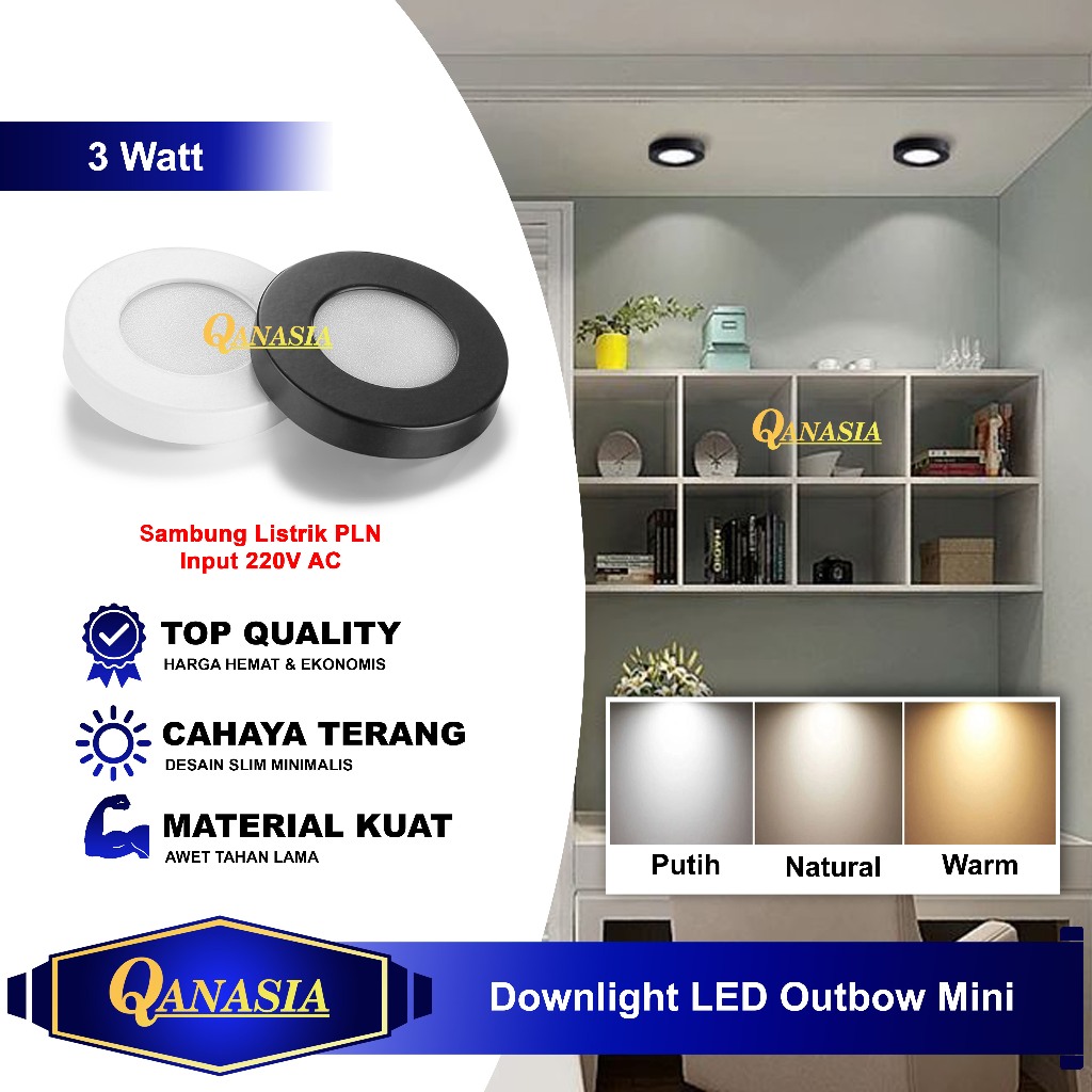Jual Lampu Plafon LED Tempel Mini 3W - Downlight Slim Kecil, Terang ...