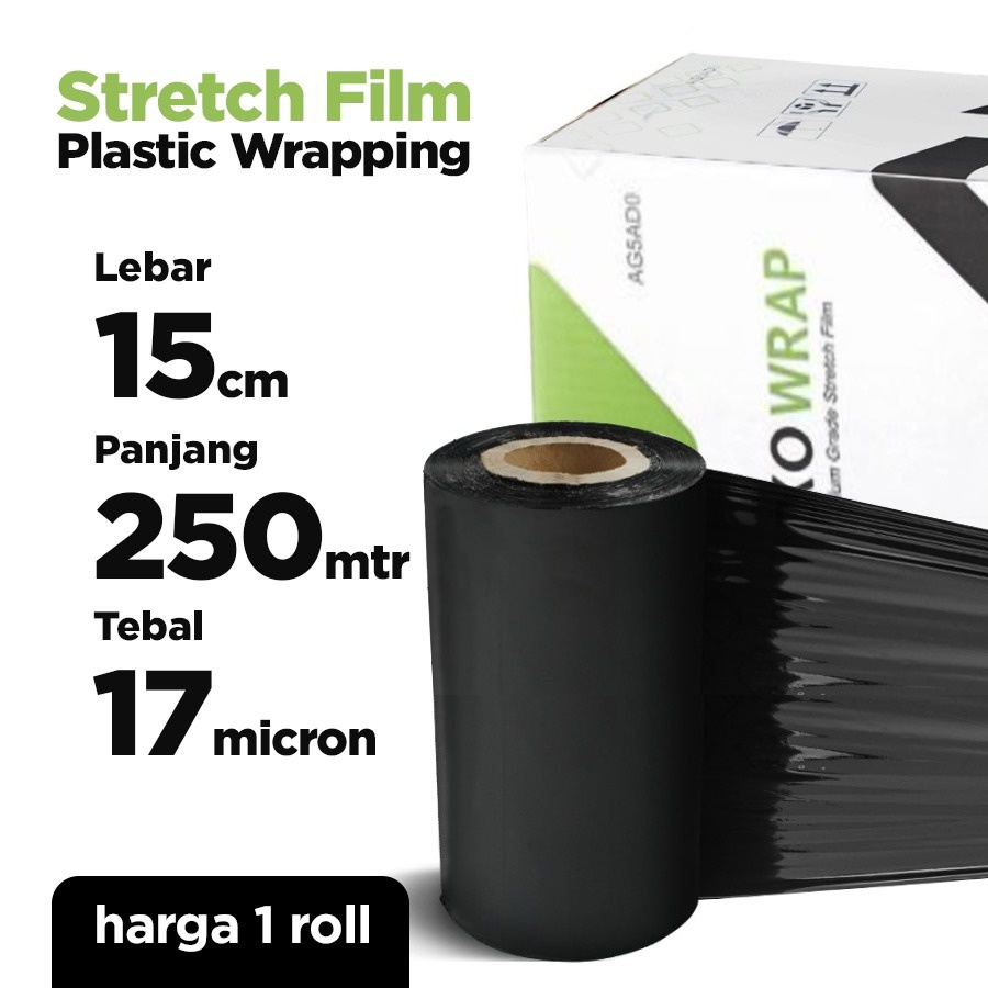 Jual Stretch Film Plastik Wrapping Delkowrap - Black / Hitam - 17um x ...