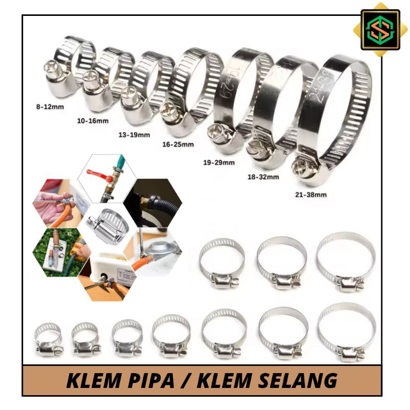 Jual Klem Selang / Klem Pipa Hose Clamp 1/2 - 6 Inch | Shopee Indonesia
