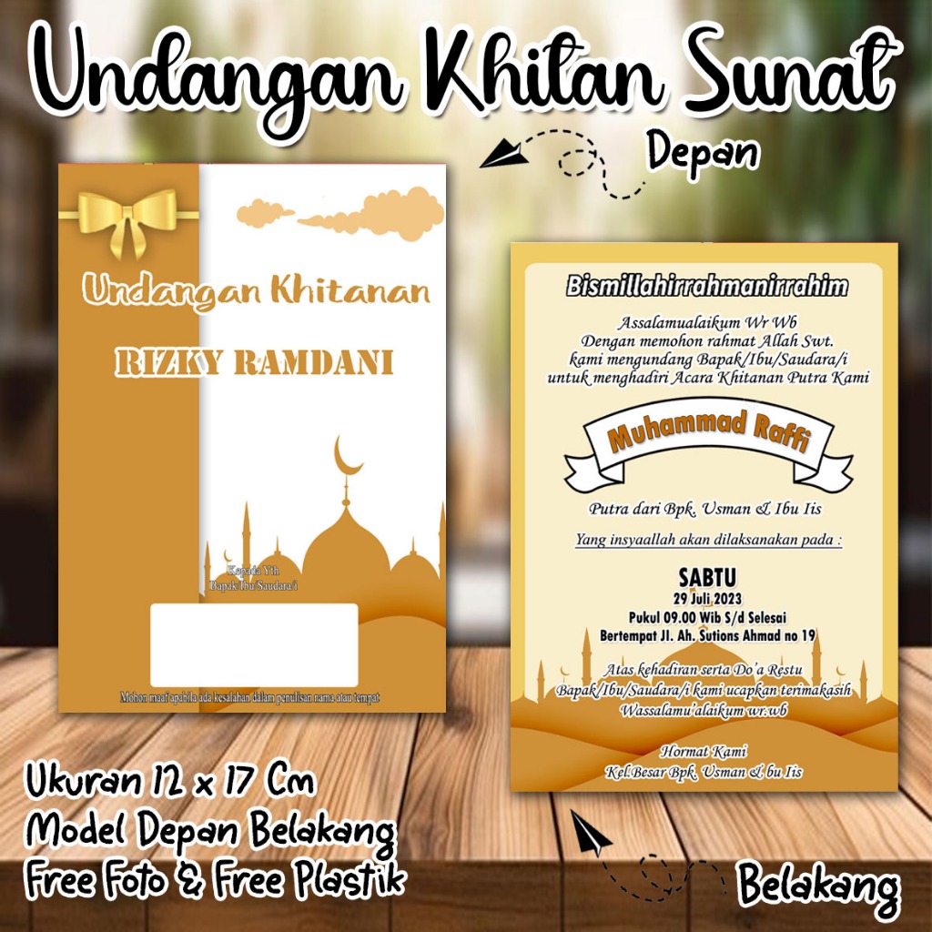 Jual Undangan Khitan Kode KS08 murah Kartu Khitan Undangan sunat simple ...