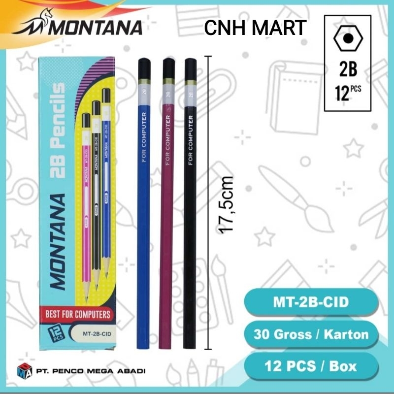 Jual Pensil 2B Montana MT-2B CID - Pensil Kayu 2B Montana MT-2B-CID Harga 12 Pcs | Shopee Indonesia