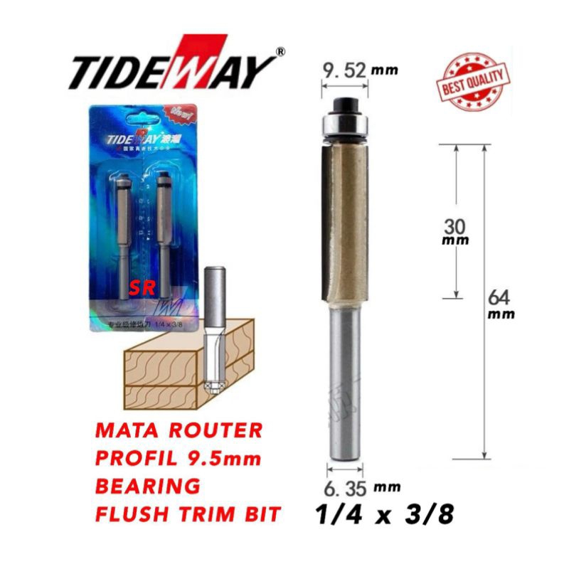 Jual Mata Router/ Profil 10 mm Bearing/ Roda/ Straight Bits With ...