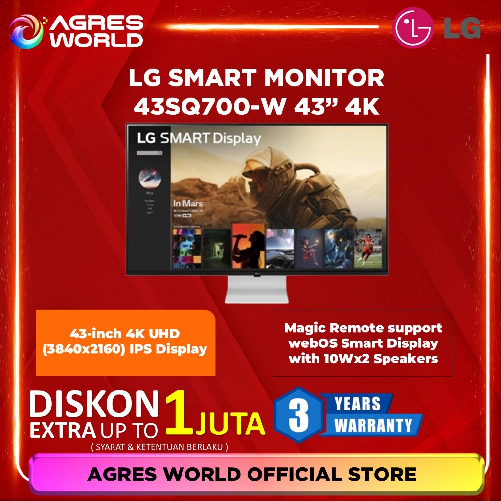 Jual LG Smart Monitor 43SQ700S-W UHD 4K webOS 22 with USB Type-C and ...