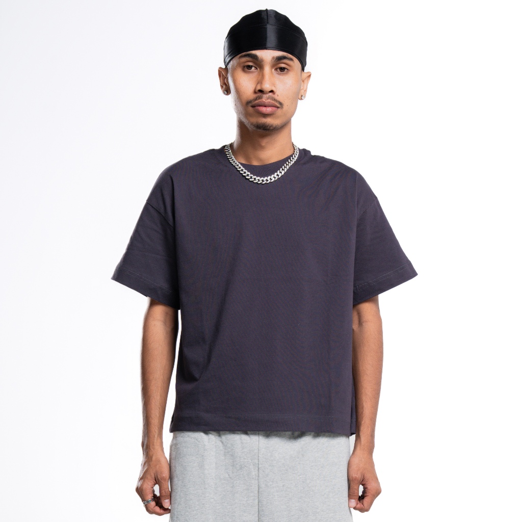 Jual JORN- Tshirt Boxy Heavyweight Dark Gray Kaos Boxy Polos Tebal Baju ...