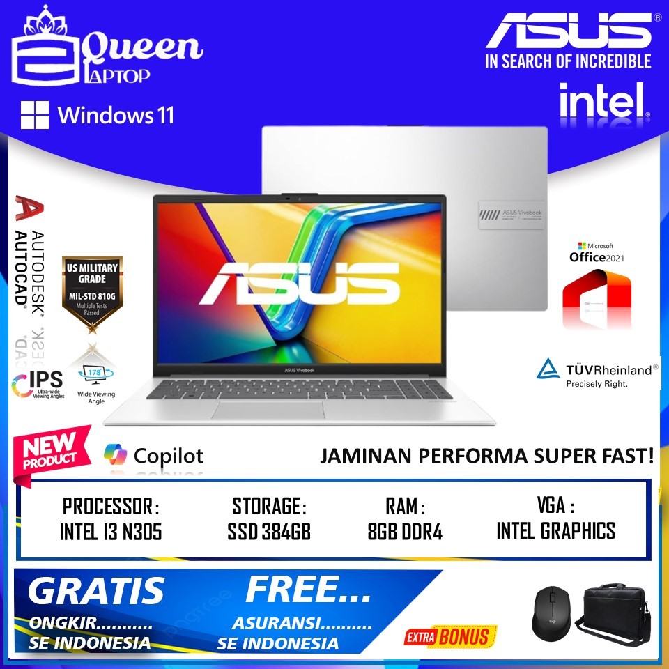 Jual ASUS VIVOBOOK GO 15 E1504GA INTEL I3 N305 8GB 256GB 15.6 FHD WIN11 ...