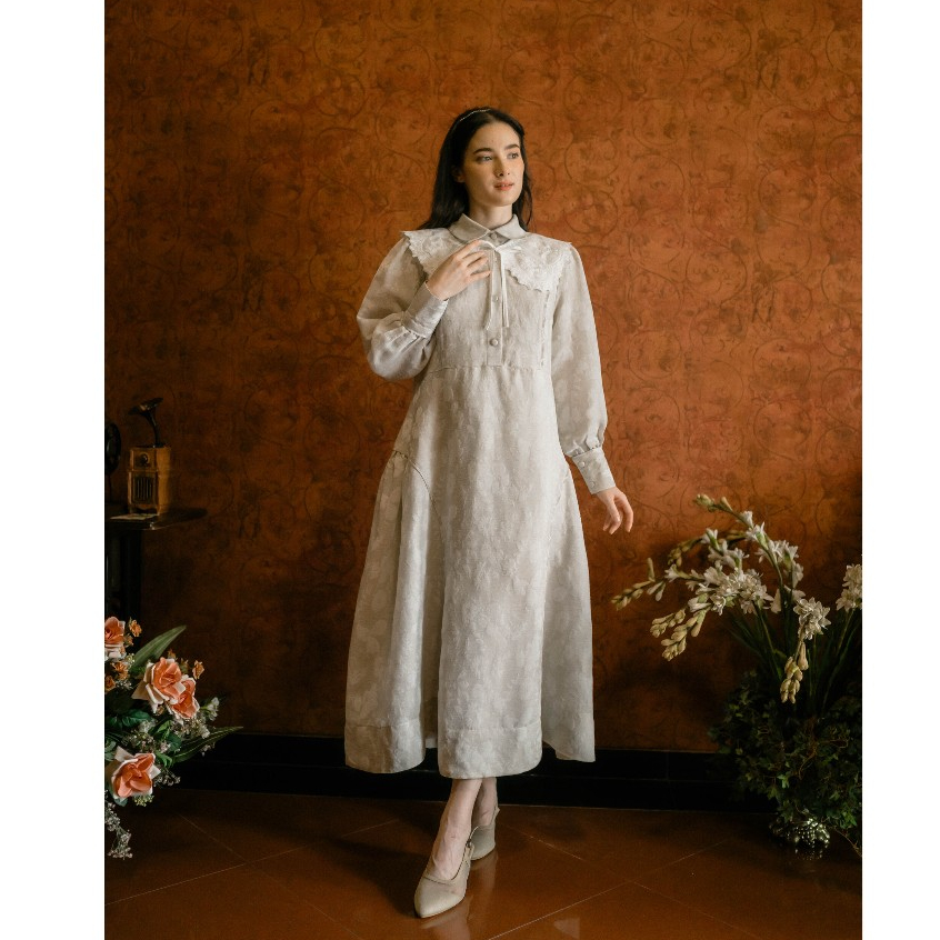 Jual Sausan - Ivory Isabell Dress - Dress Vintage Premium | Shopee ...