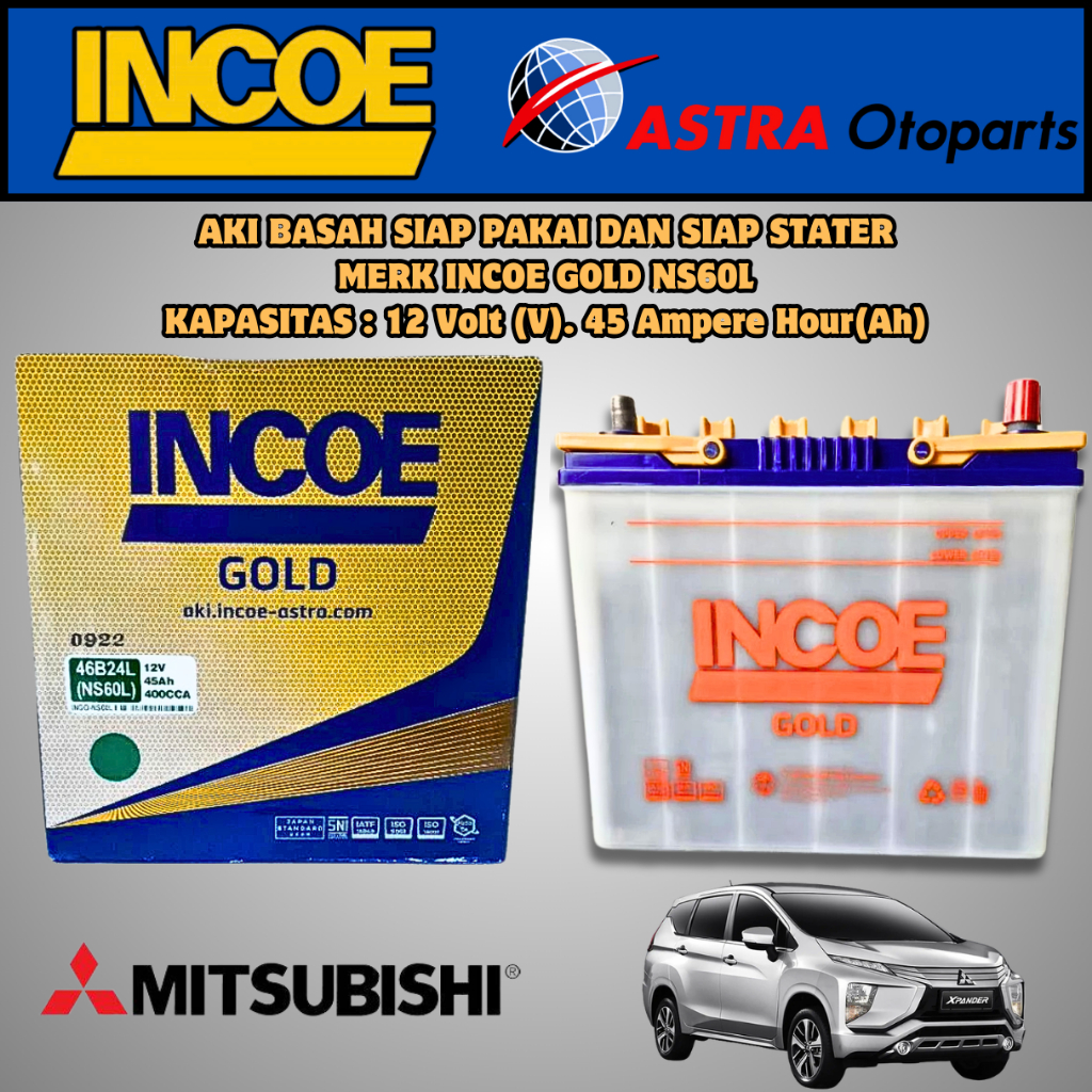 Jual AKI MOBIL MITSUBISHI Xpander Ultimate / Exced, Sport, T-120SS MPI NS60L INCOE GOLD ORIGINAL ...