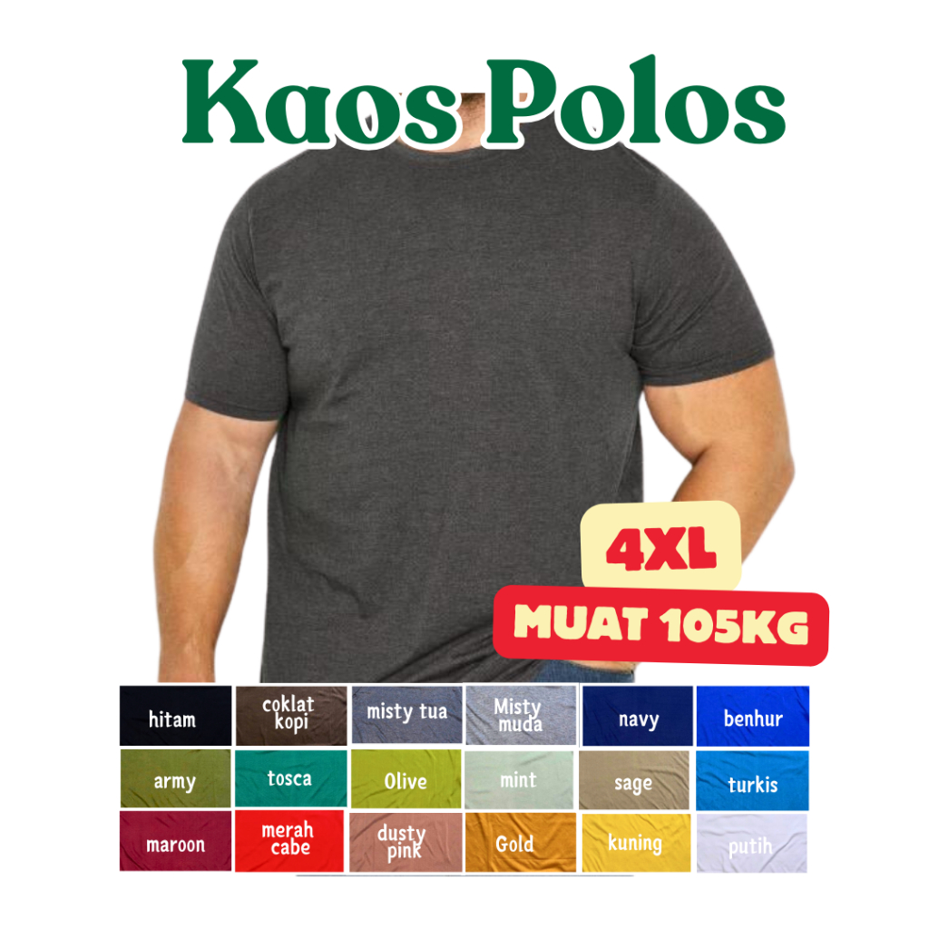 Jual Kaos Polos Big Size Jumbo 4XL LD 130cm Kaos Oversize Pria Wanita | Shopee Indonesia