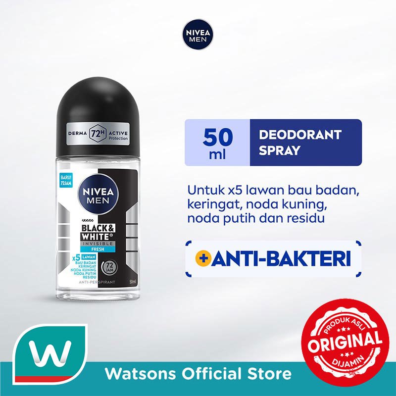 Jual Nivea Men Deodorant Roll On Black & White Invisible Fresh 50ml | Shopee Indonesia