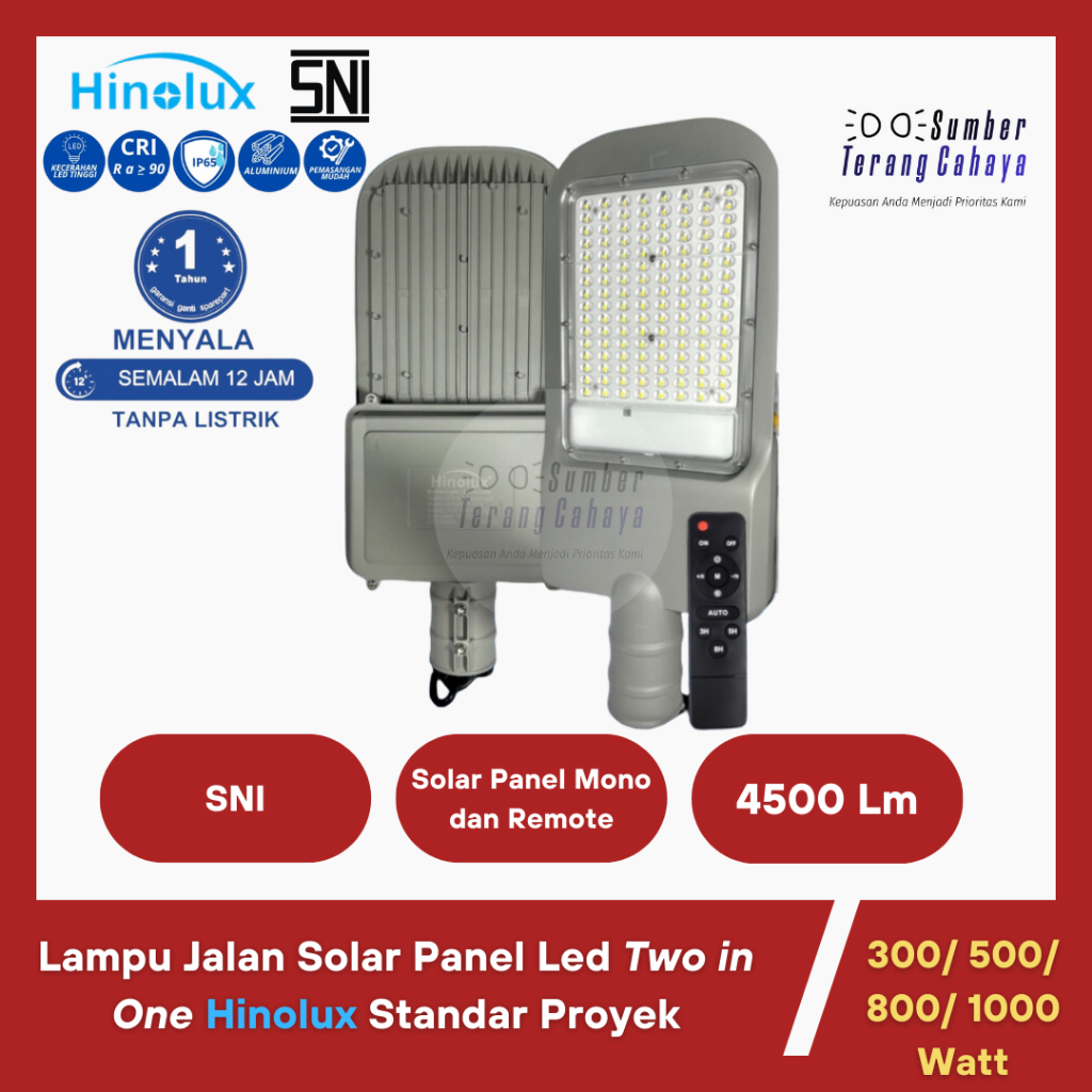 Jual Lampu Jalan Solar Panel Led Two in One Hinolux Standar Proyek 300 ...
