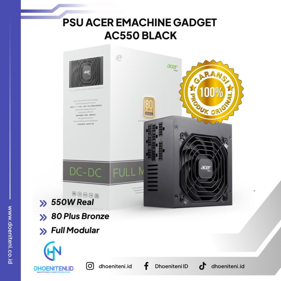 Jual Acer eMachines AC550 550W 80+ Plus Bronze Full Modular Fully Black ...