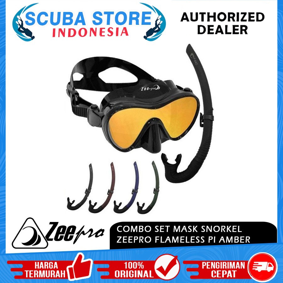 Jual Paket Combo Set Mask Zeepro Frameless F1 PI Amber Lens Snorkel Low ...