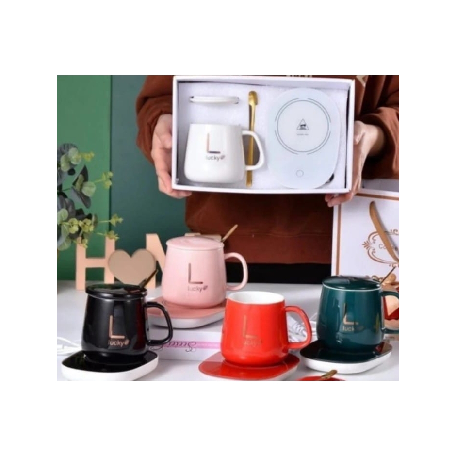 Jual lucky gift set gelas warmer pemanas penghangat minuman teh kopi ...