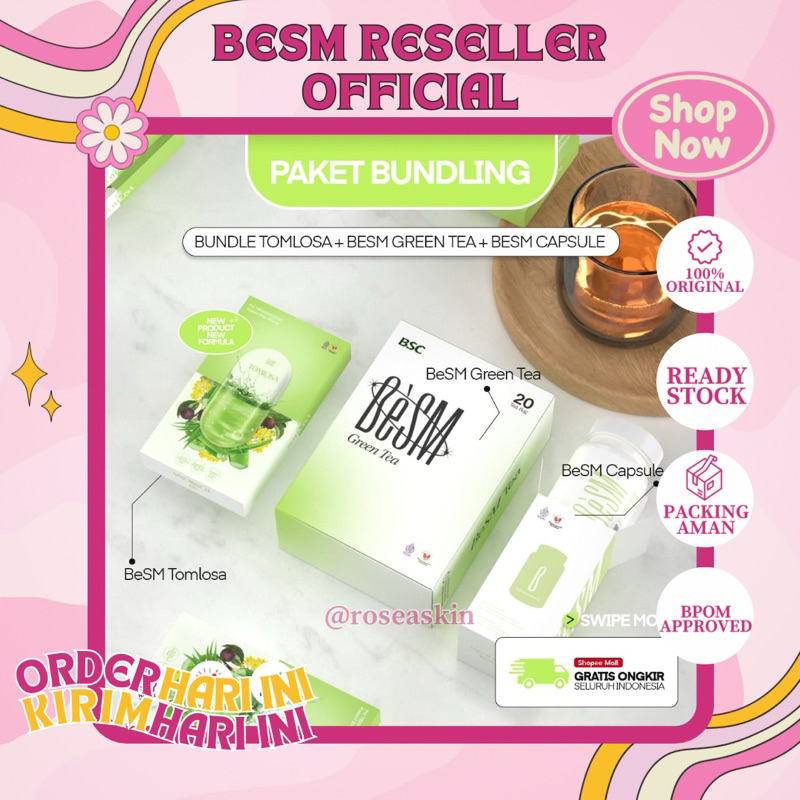 Jual BESM PAKET BUNDLING - BeSM Capsule - Isi 15 Caps - Tomlosa Isi 10 Caps - Slim Tea Isi 20 ...